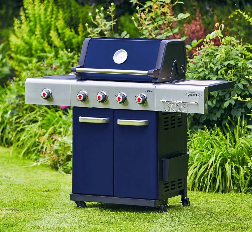 Outback Jupiter 4 Burner Hybrid BBQ with Choping Board - Blue - Shop ...